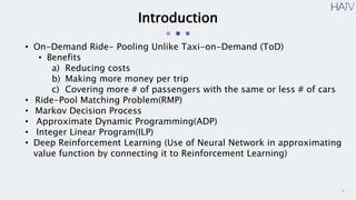 Neural Approximate Dynamic Programming for On-Demand Ride-Pooling | PPTX