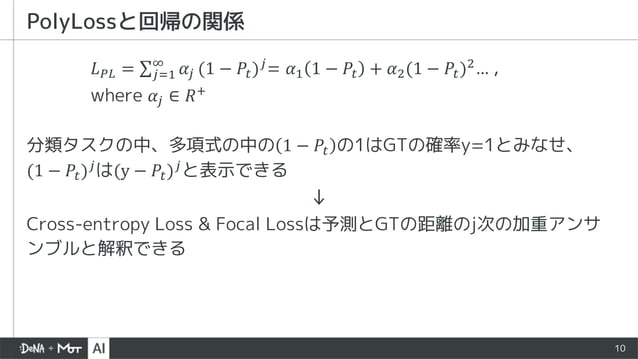PolyLoss: A POLYNOMIAL EXPANSION PERSPECTIVE OF CLASSIFICATION LOSS FUNCTIONS 論文紹介 | PPTX