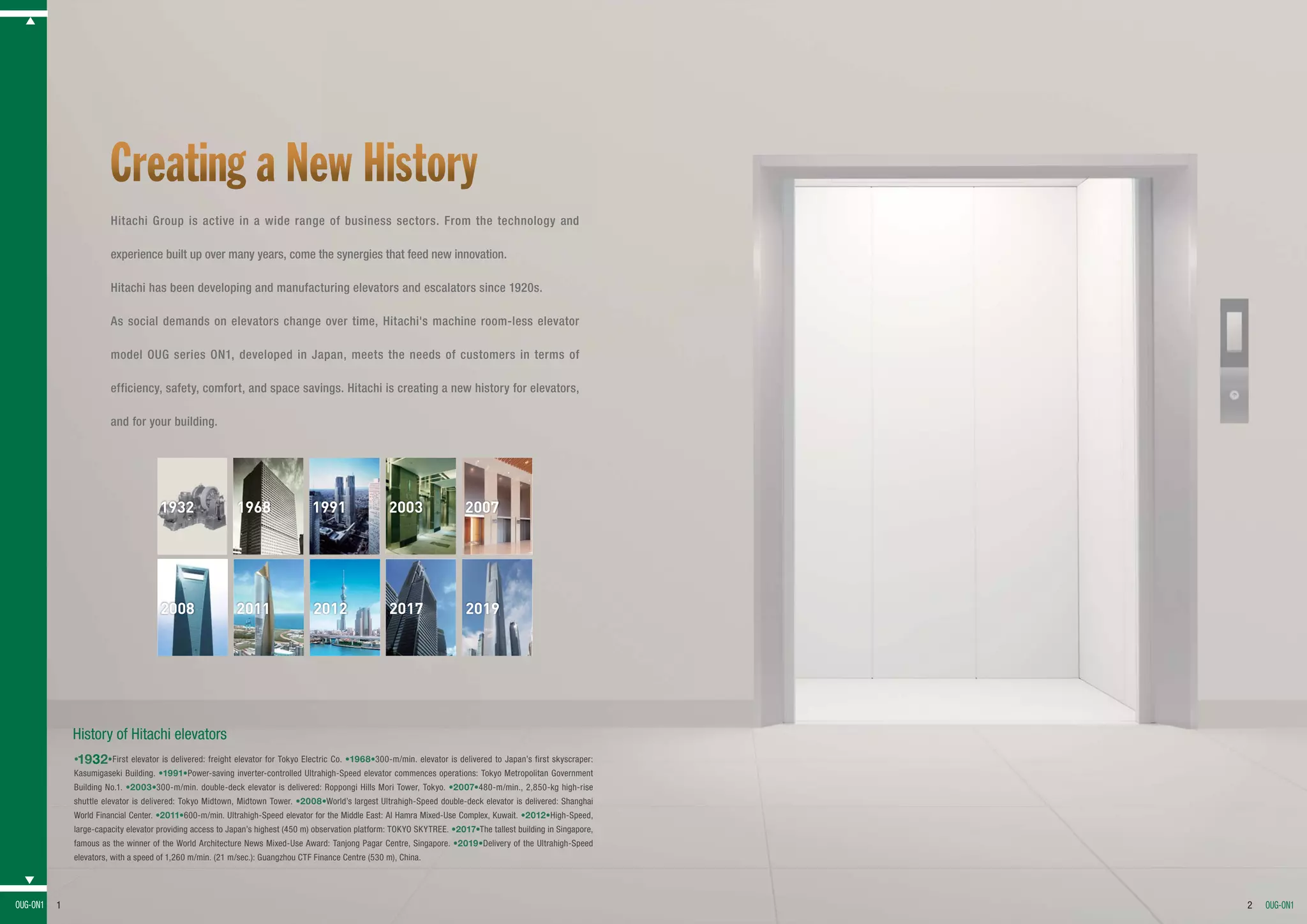 Catalog Thang máy Hitachi model OUG-ON1 | PDF