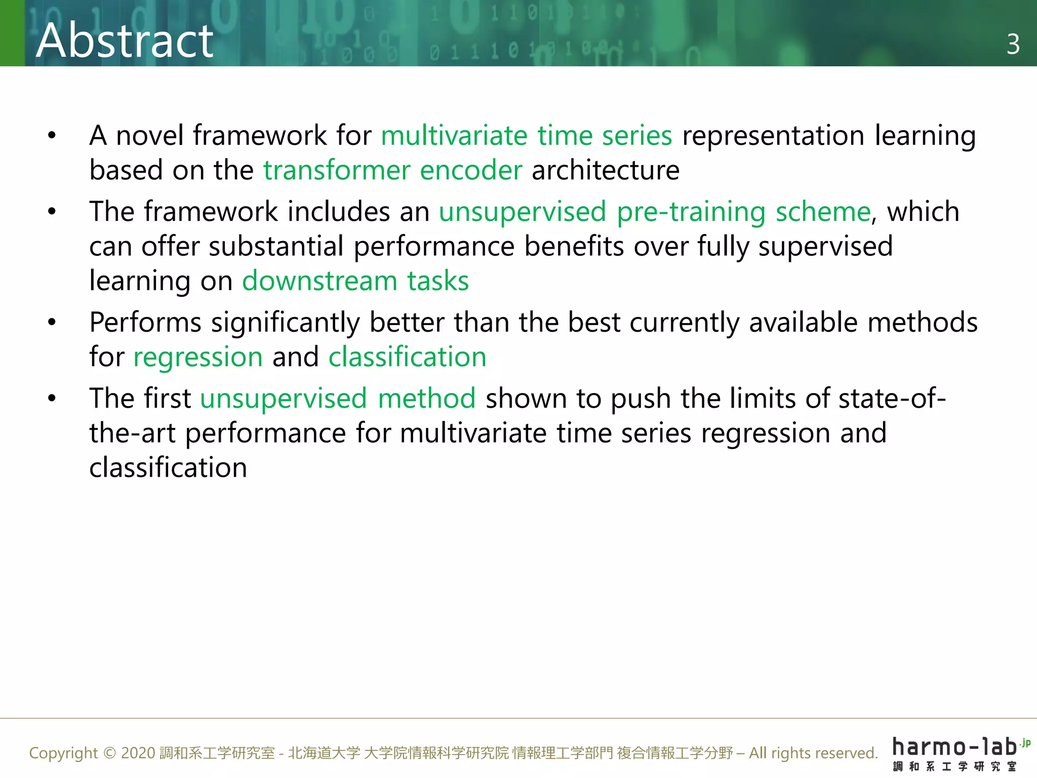 A Transformer-based Framework for Multivariate Time Series Representation Learning | PPT