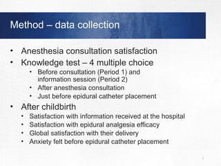 Epidural analgesia information sessions provided by anesthetic nurses ...