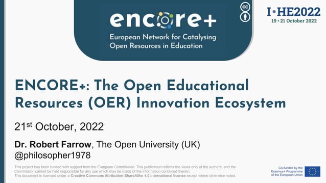 ENCORE+: The Open Educational Resources (OER) Innovation Ecosystem | PPT