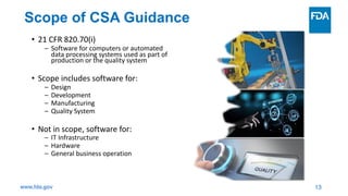 Computer Software Assurance (CSA): Understanding the FDA’s New Draft ...