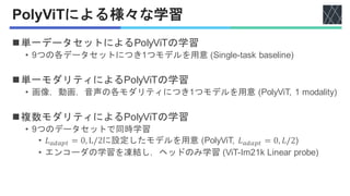 文献紹介：PolyViT: Co-training Vision Transformers on Images, Videos and ...