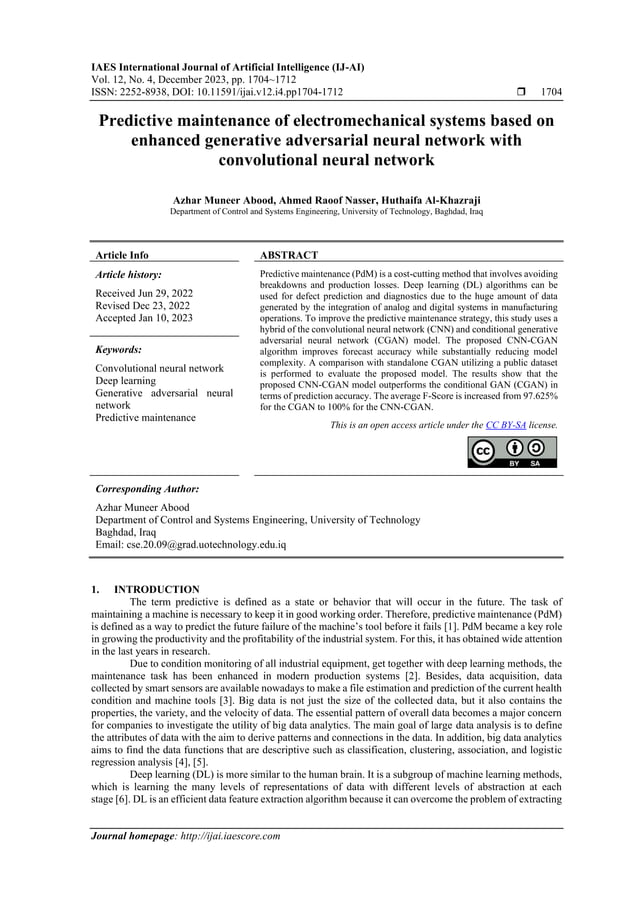 Predictive maintenance of electromechanical systems based on enhanced generative adversarial ...