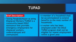 DOLE PROGRAMS CATER WOMEN,FEMALE AND GIRLS | PPTX