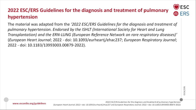 2022 ESC Guidelines diagnosis and treatment of pulmonary hypertension ...