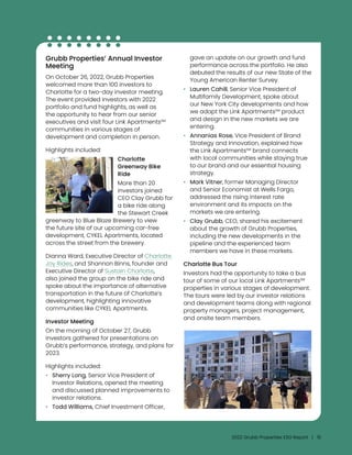 2022 ESG Report - Grubb Properties.pdf | Financial Industry | Industries