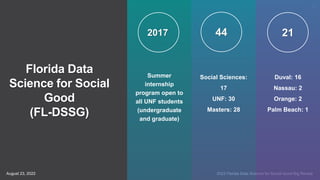 2022 Florida Data Science for Social Good (FL-DSSG) Big Reveal Slides