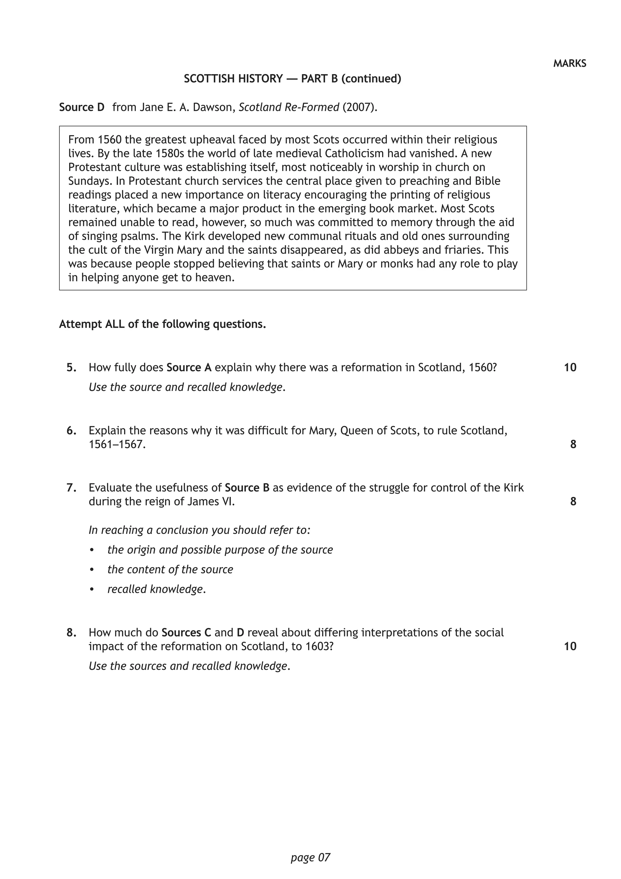 Higher History exam (paper 2) - 2022 | PDF