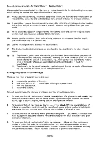 Higher History exam (paper 2) - 2022 (marking instructions) | PDF