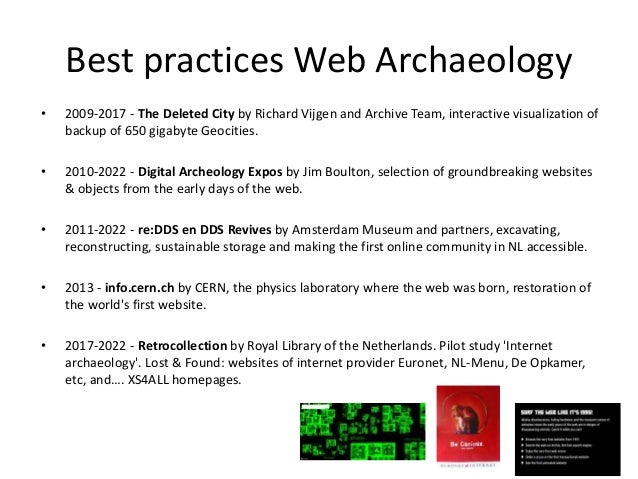 Project 'The Digital City Revives'. A Case Study of Web Archaeology | PPT