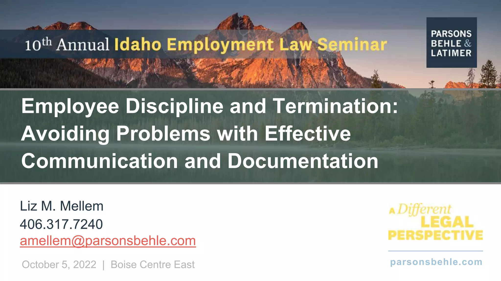 Employee Discipline and Termination: Avoiding Problems with Effective Communication and ...