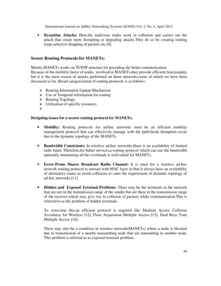 Manet Security Breaches : Threat to A Secure Communication Platform | PDF