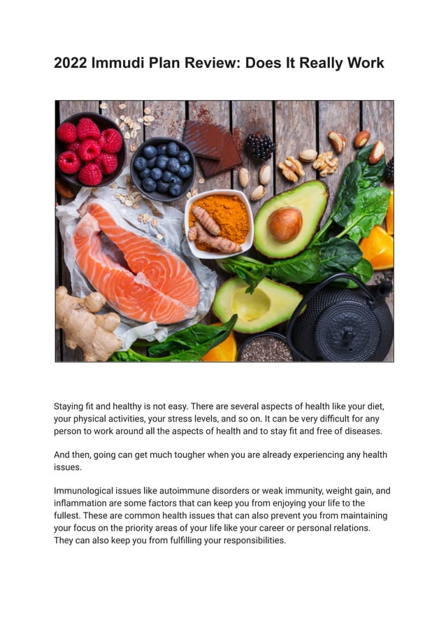 2022 Immudi Plan Review Does It Really Work | PDF