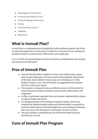2022 Immudi Plan Review Does It Really Work | PDF