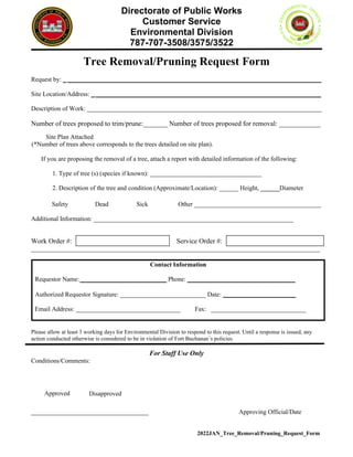 Tree Removal/Pruning Request Form | PDF