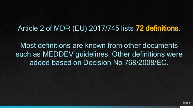 Medical Device Regulations (EU) 2017/745 - Definitions | PPTX
