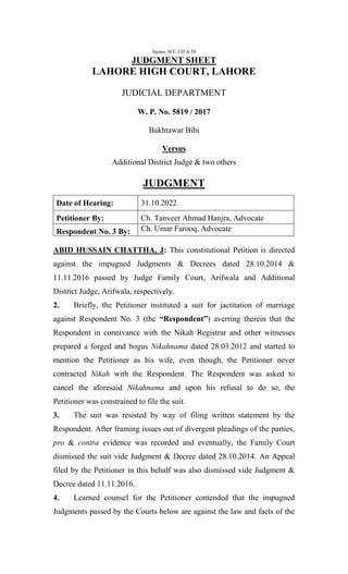 After 10 years of 'marriage', woman proves her nikkah was fake | PDF