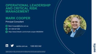 Operational Leadership and Critical Risk Management | PDF