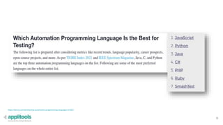 2022's Most Popular Programming Languages for UI Test Automation | PPT