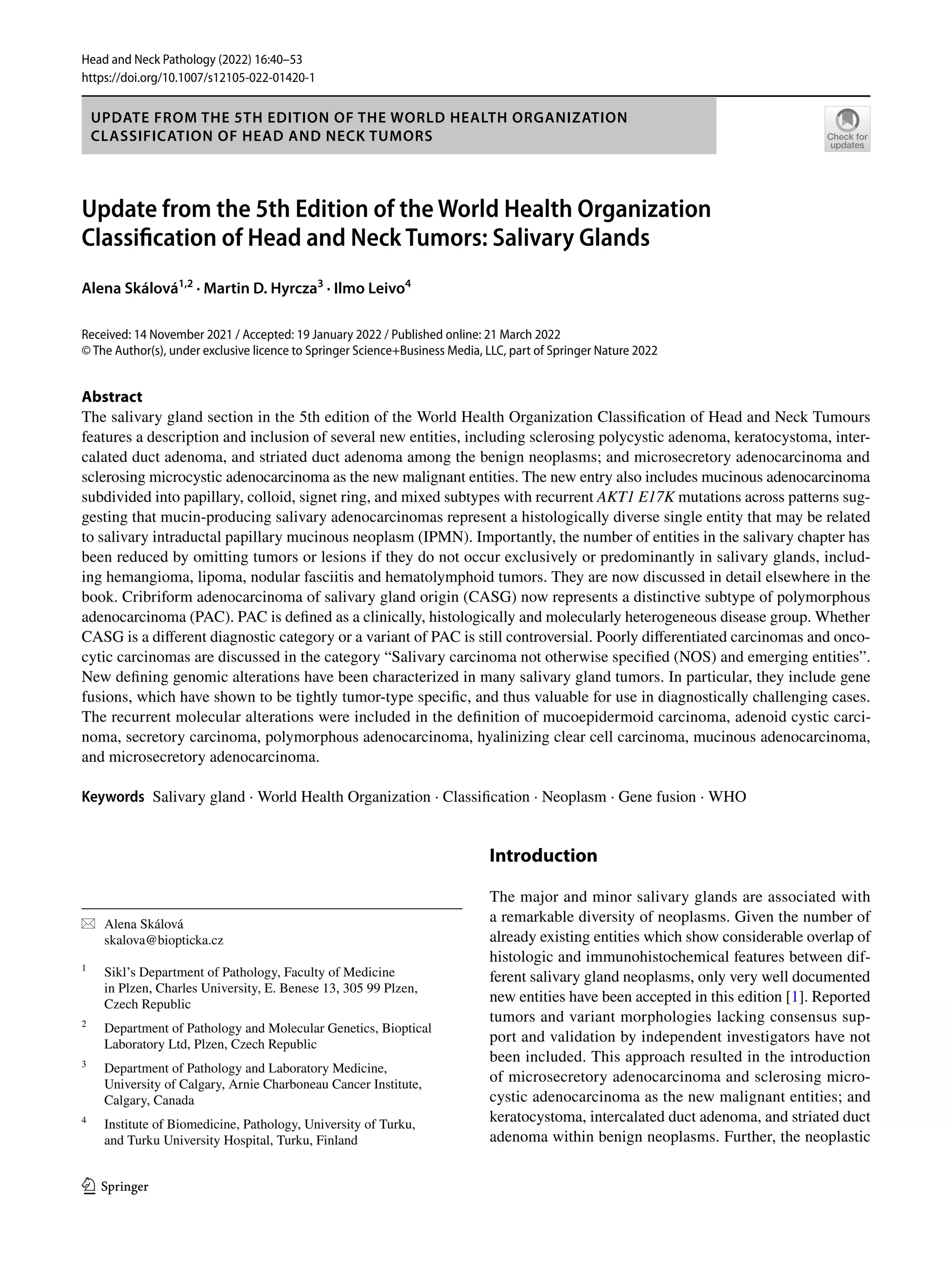 2022 WHO Salivary gland tumors update.pdf