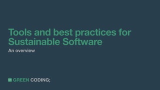 Tools and best practices for sustainable software | PDF