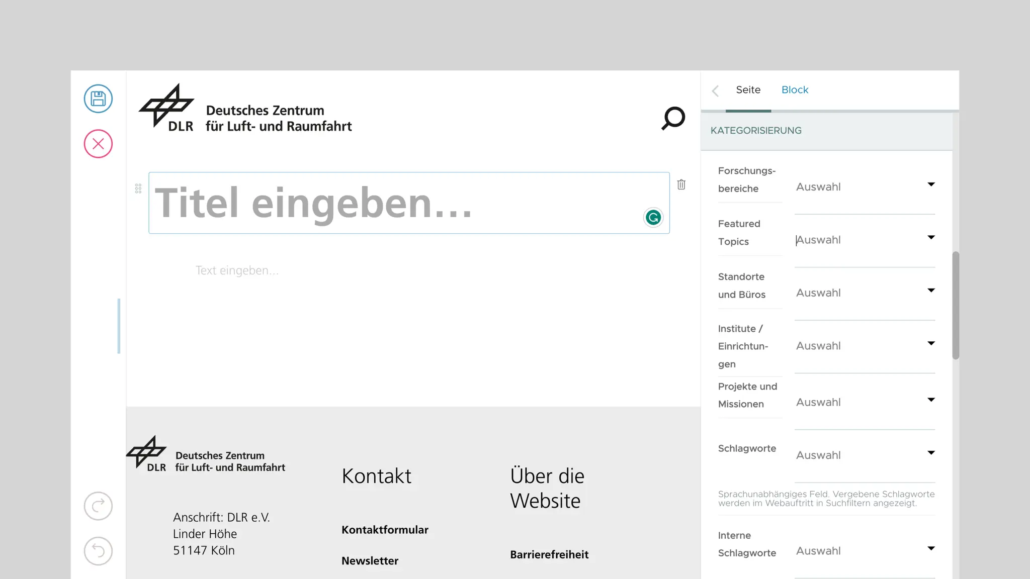 German Aerospace Center (DLR) Web Relaunch | PPT