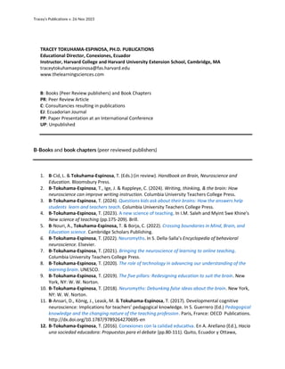 Tracey Tokuhama-Espinosa, Ph.D. Publications Nov 2023 | PDF