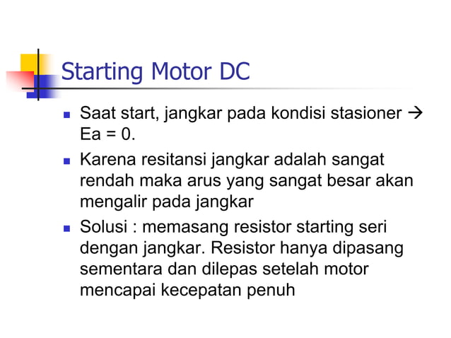 MOTOR DC - cara kerja karakteristik dan jenis motor DC | PPT