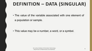 Introduction to Statistics terminology lecture | PDF