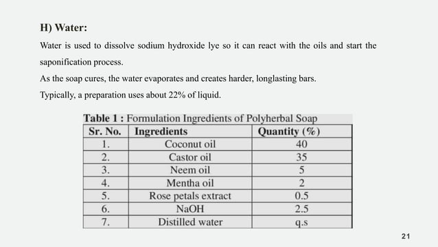 Building blocks for formulation of soaps | PPTX | Skin Care | Beauty
