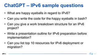 Preparing for IPv6 implementation using Artificial Intelligence (AI) presentation by Warren ...