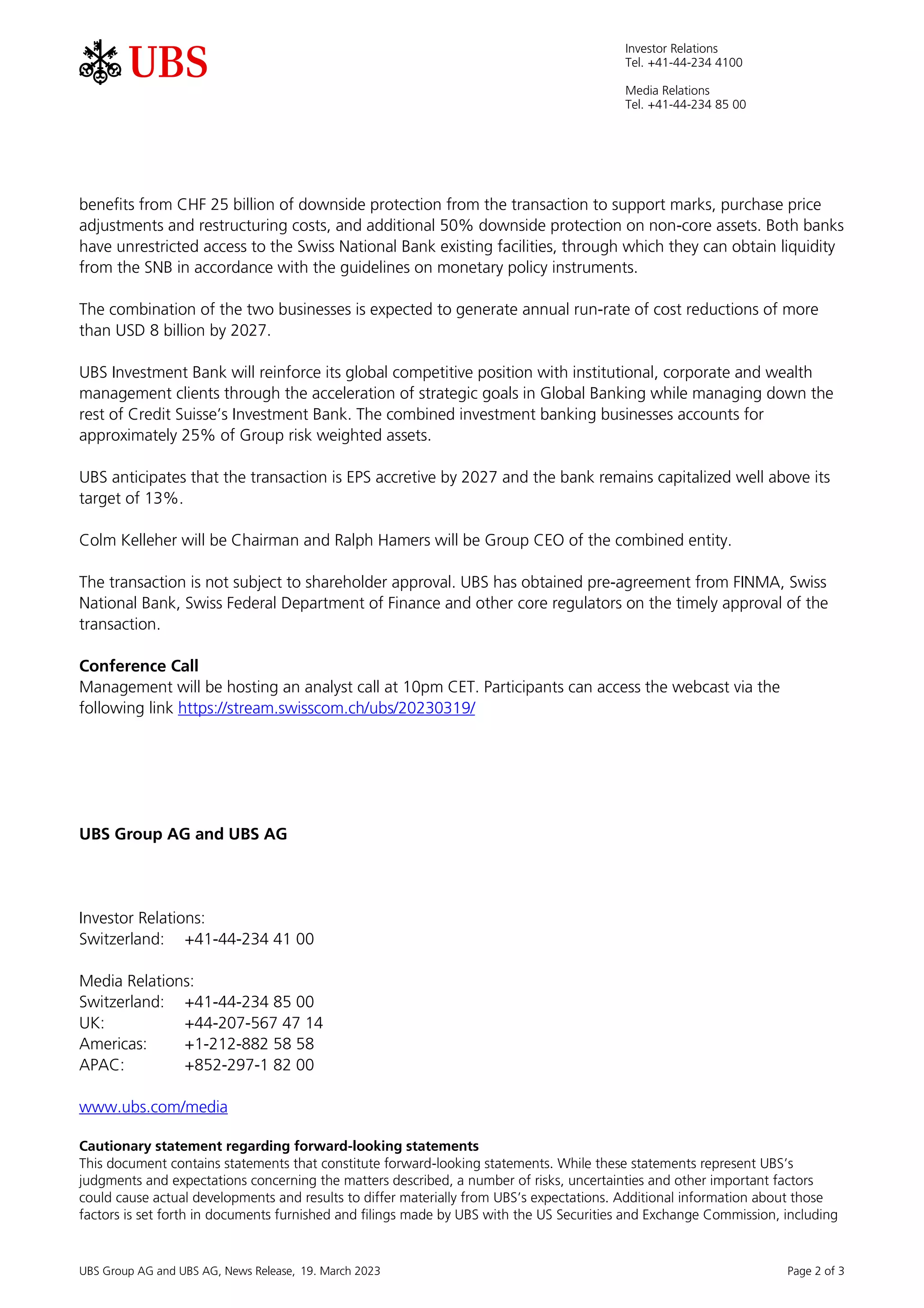 UBS rachète Credit Suisse | PDF