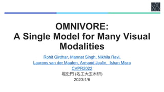 論文紹介：Omnivore: A Single Model for Many Visual Modalities | PDF