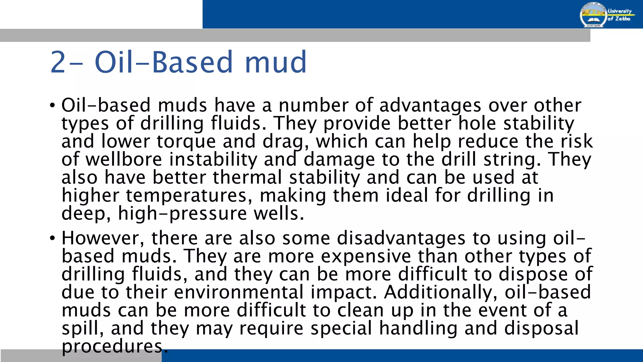 Drilling mud types and Cementation | PPTX