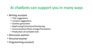 AI in research: ChatGPT and more | PDF