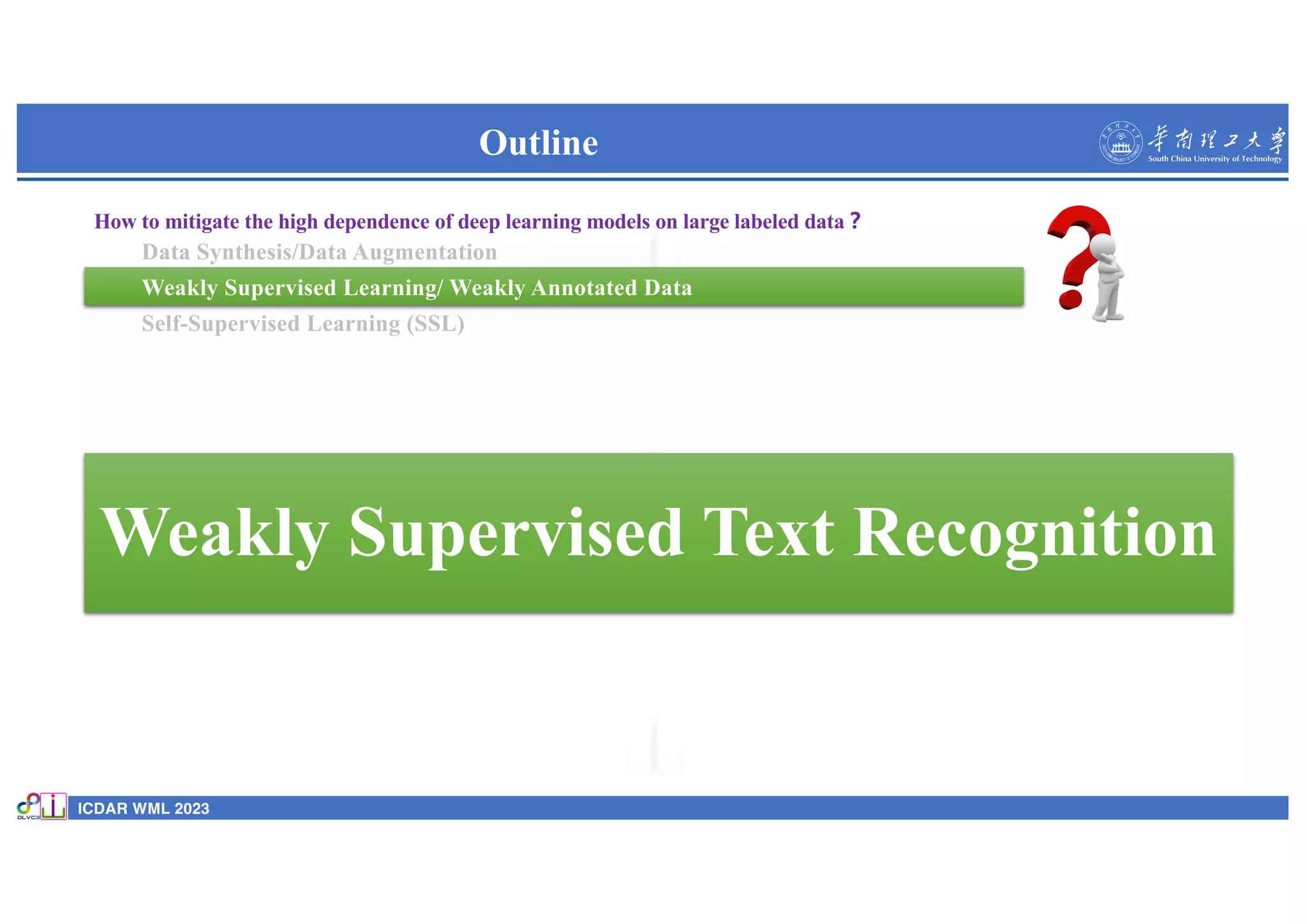 Optical Character Recognition: from data driven to self-supervised learning (ICDAR WML 2023 ...
