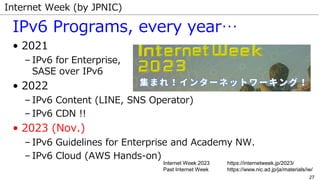 IPv6 Deployment and Activities in Japan, 2023 | PPT