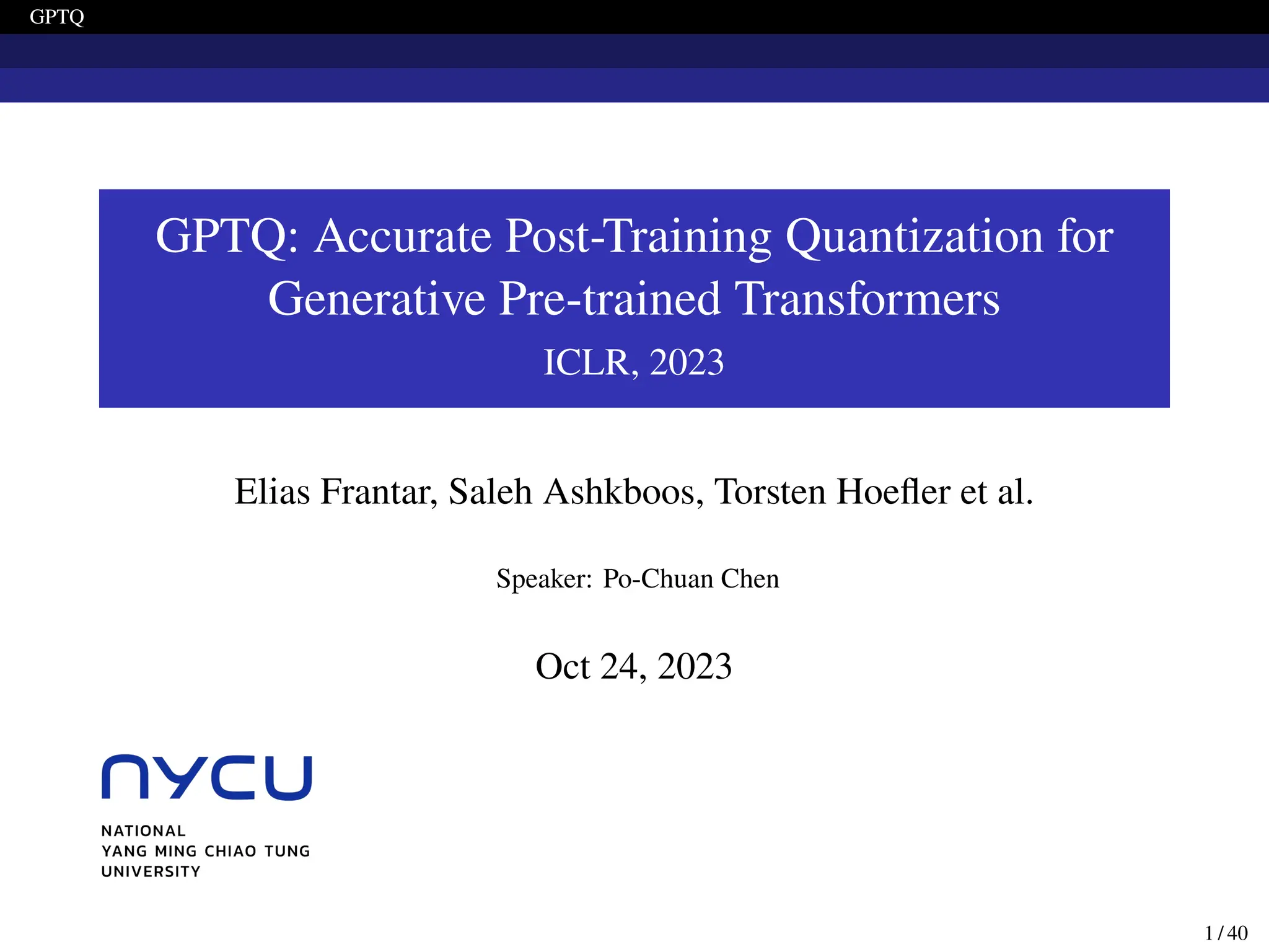 GPTQ: Accurate Post-Training Quantization for Generative Pre-trained Transformers.pdf