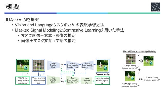 論文紹介：masked Vision And Language Modeling For Multi Modal Representation