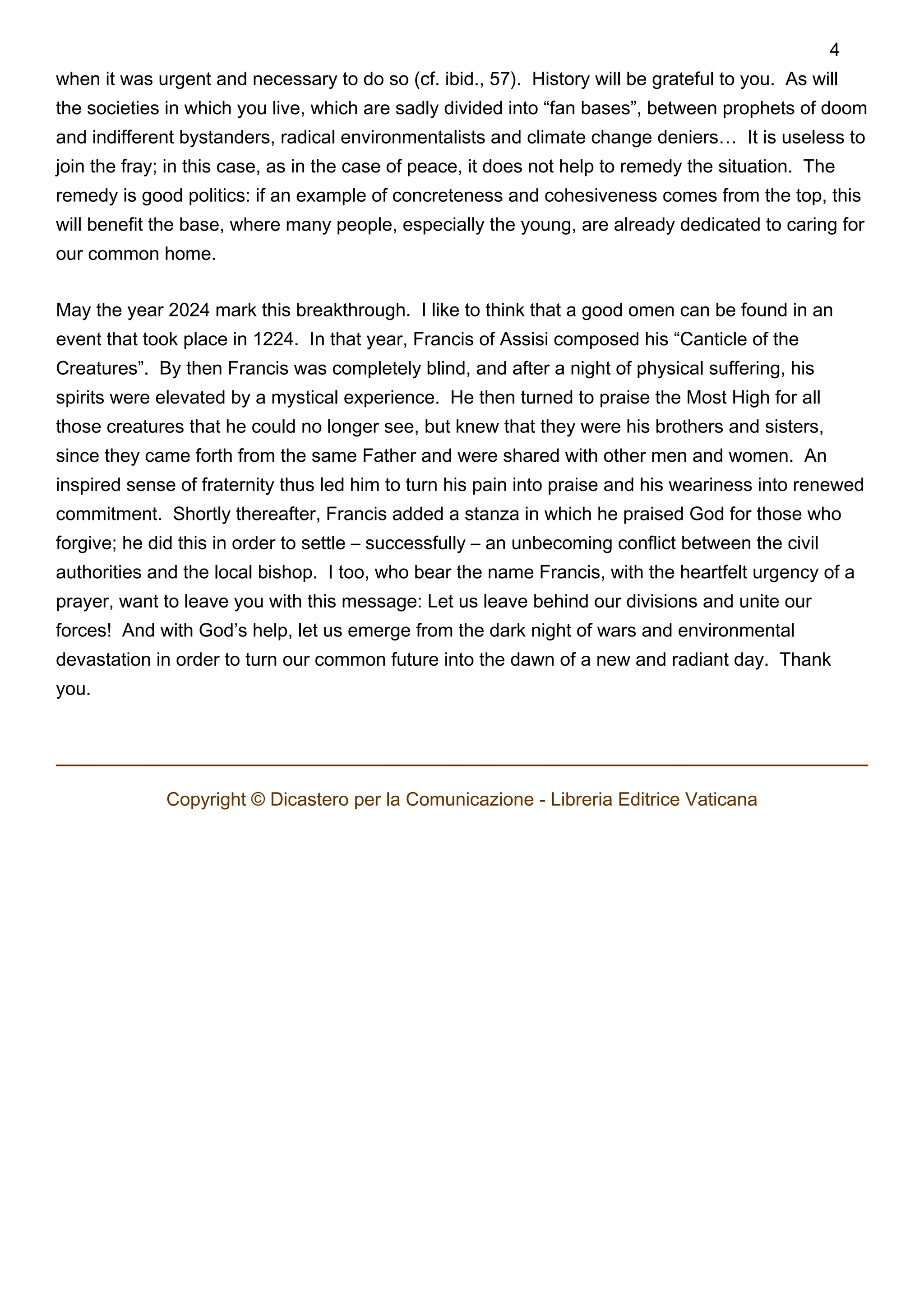 Pope Francis Address COP28 | PDF