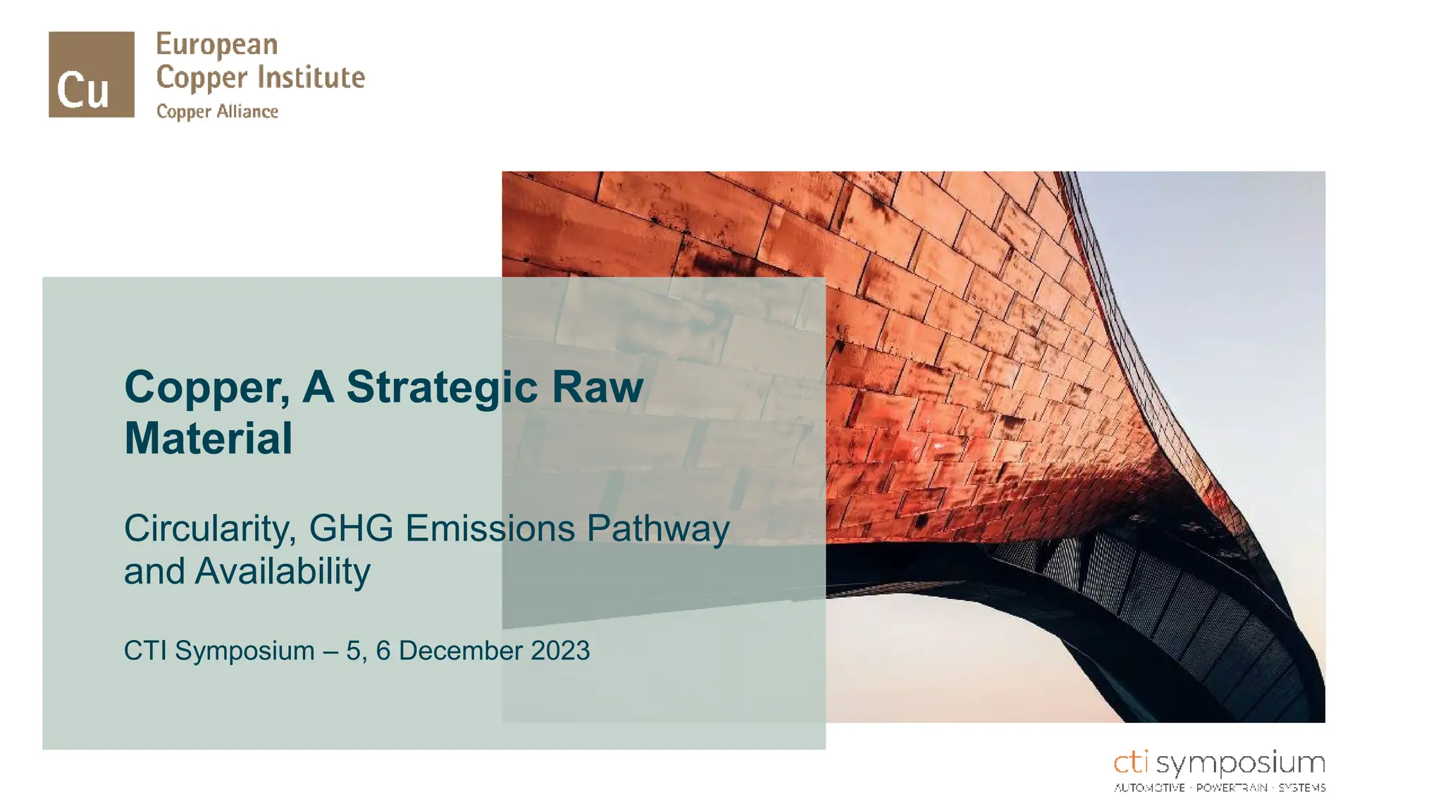 Copper, a Strategic Raw Material - Circularity, GHG Emissions Pathway ...