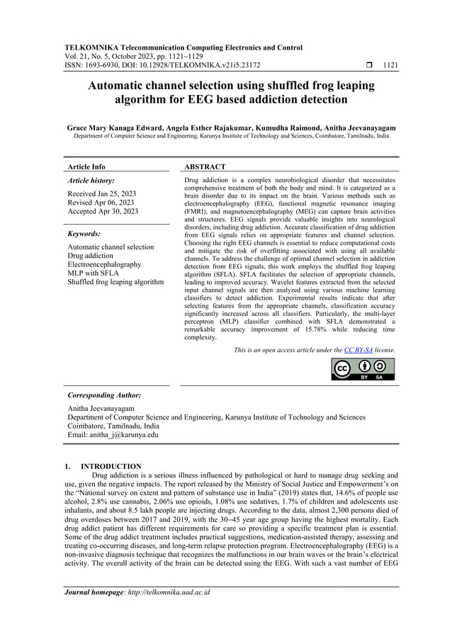 Automatic channel selection using shuffled frog leaping algorithm for EEG based addiction ...