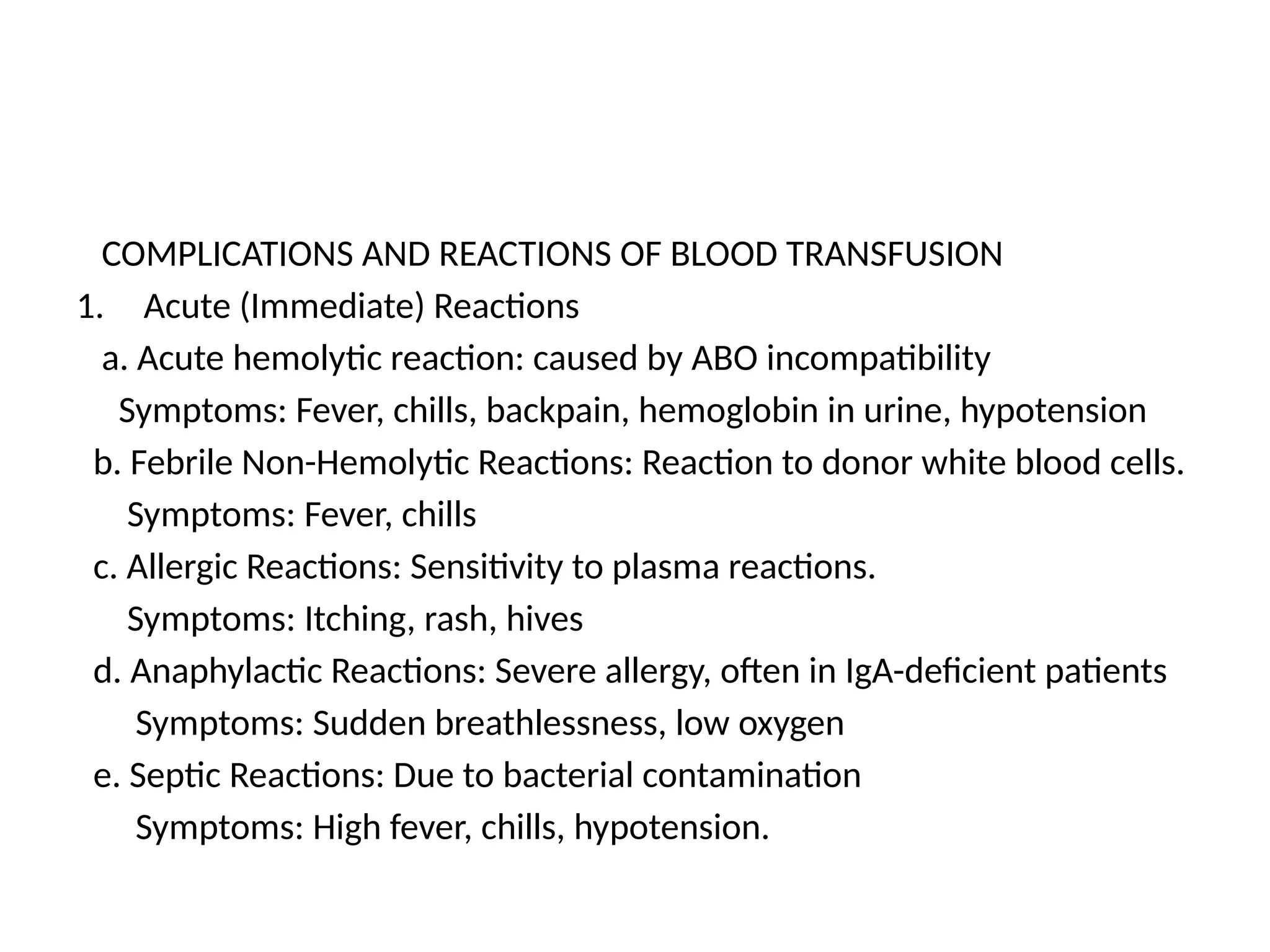 Complications and reactions of blood transfusion | PPTX