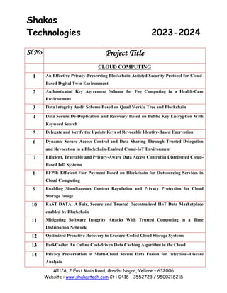 2023 and 2024 Java IEEE Projects List.docx | Cloud Computing | Internet