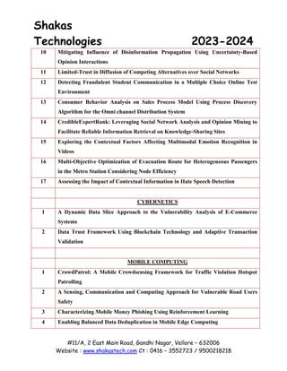 2023 and 2024 Java IEEE Projects List.docx | Cloud Computing | Internet