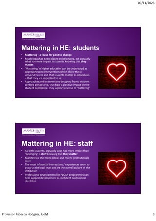 Beyond belonging - building mattering into programme design, Rebecca ...