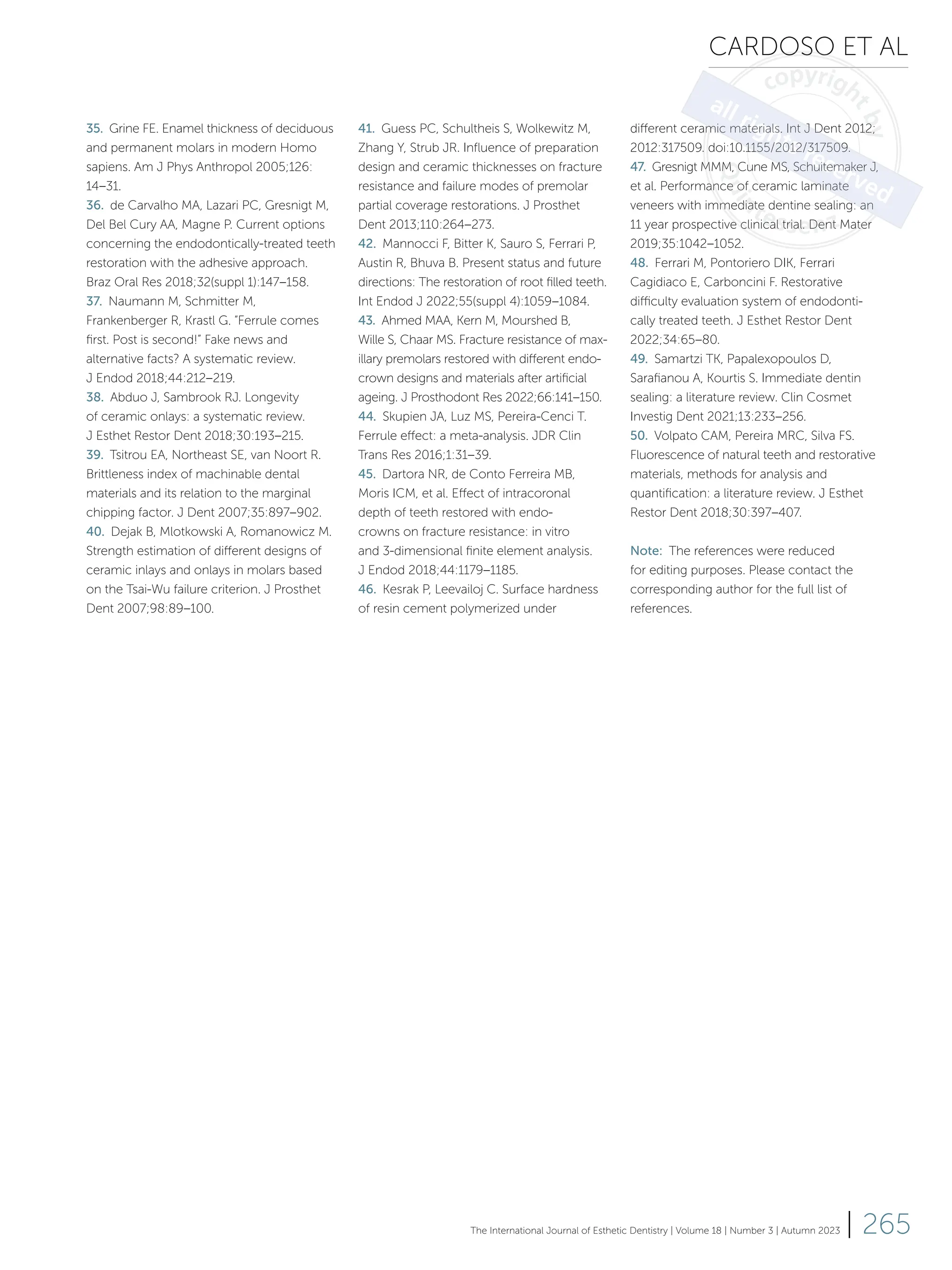 2023 Clinical guidelines for posterior restorations based on Coverage ...