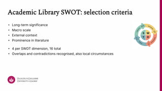 The Sustainable Strategic Advancement of Academic Libraries: a SWOT ...